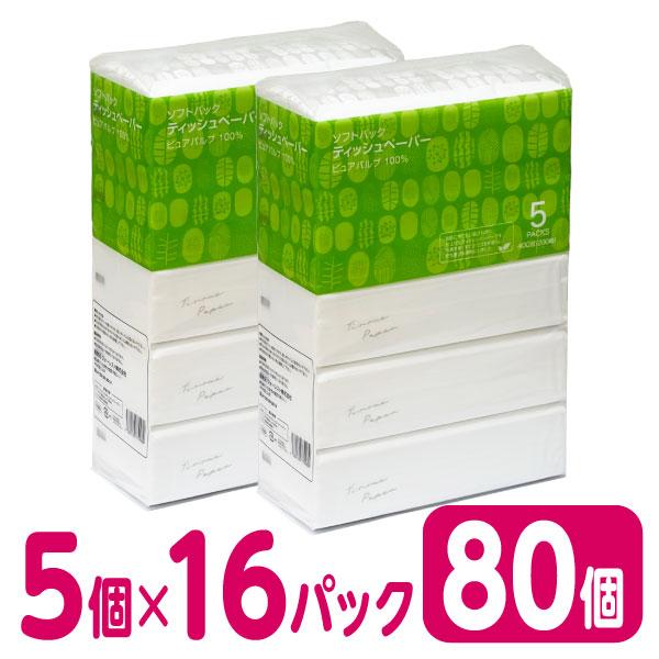 【商品説明】ボックスタイプに比べ省スペース・省資源のソフトパックティシュです。環境面にも配慮したエコ商品となります。【仕様】●材質：パルプ１００％●注文単位：１箱（２００組×５個×１６パック）●シートサイズ：１９５×１８０ｍｍ（折りたたんだ...