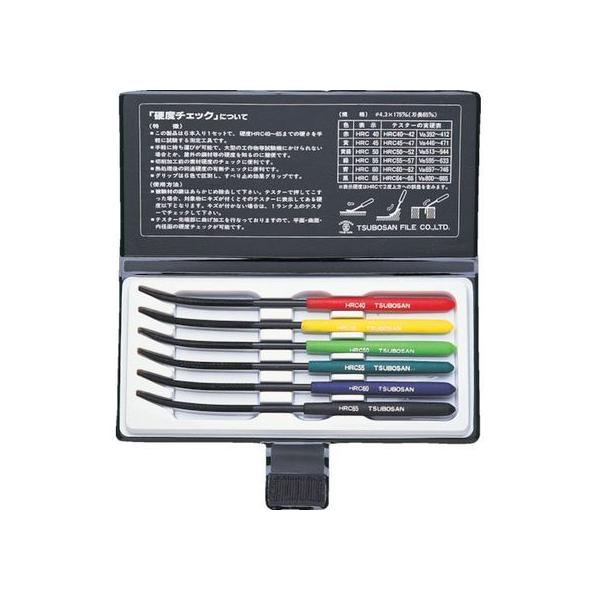 【商品説明】●テスターの先端部に曲げ加工を行っておりますので、平面、曲面、内径面の硬度チェックが可能です。●被験材をテスターで押してこすったり、対象物に傷が付く場合、そのテスターに表示してある硬度以下の硬さとなります。●6本入りセットで、硬...