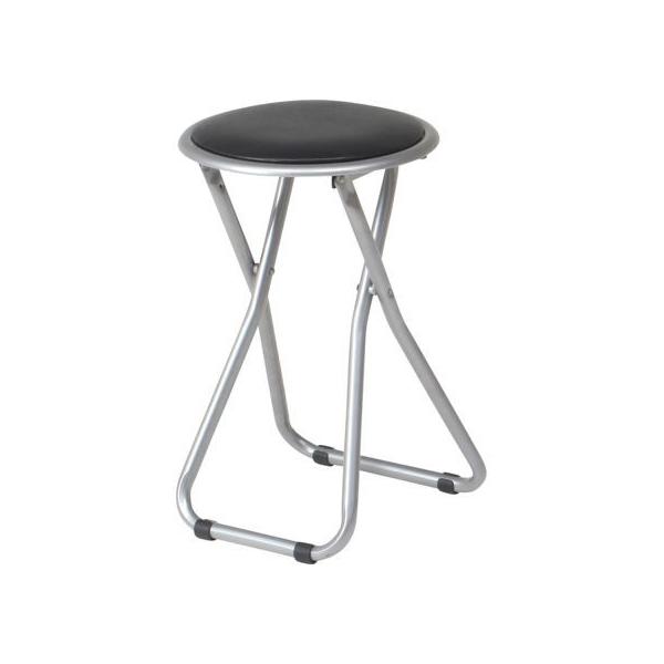【商品説明】ブラックの座面とスチールの脚のシンプルなデザイン。　オフィスやイベント会場など様々な場所で活躍します。　座面にはウレタンフォームを使用。　程よいクッション性で負担を軽減してくれます。　折りたたみサイズは、幅３０×奥行６×高さ７１...