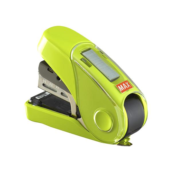 【仕様】とじ裏が平らで書類がかさばらないフラットクリンチ。●色：ライトグリーン●サイズ：高さ６６×幅２８×長さ８３ｍｍ●最大とじ奥行：２９ｍｍ●とじ枚数：約３２枚●装填本数：１００本●仕様：ワンタッチオープン・針おさえ付リムーバ・針ストッカ...