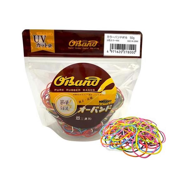 【仕様】●種別：オーバンド透明袋カラーミックス（ビビット）　●サイズ：＃１６　●サイズ詳細：内径３８ｍｍ／折径６０ｍｍ／切幅１．１ｍｍ／厚さ１．１ｍｍ　●カラー：１０色ミックス（レッド、ホワイト、ライトグリーン、ライトブルー、ピンク、イエロ...