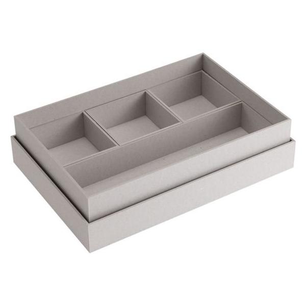 【商品説明】デスク周りの文房具や趣味の道具まで幅広い用途で整理・収納【仕様】●色：ライトグレー●サイズ：約幅２６４×奥行き１８２×高さ６５ｍｍ●材質：紙●積み重ね耐荷重：均等荷重で約４．５ｋｇ（合計）　eco_st_1