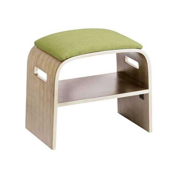 【商品説明】木目の美しい曲げ木と座り心地の良いファブリックの座面、便利な収納棚付きで玄関に一台あるととっても便利です。【仕様】●カラー：グリーン　●商品サイズ：Ｗ４７×Ｄ２８×Ｈ４０　●製品重量：４．５ｋｇ　●主材質：張地：ポリエステル、天...