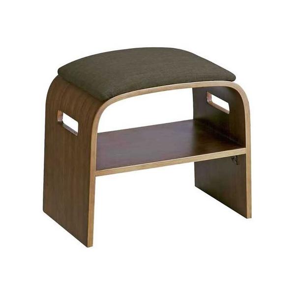 【商品説明】木目の美しい曲げ木と座り心地の良いファブリックの座面、便利な収納棚付きで玄関に一台あるととっても便利です。【仕様】●カラー：ブラウン　●商品サイズ：Ｗ４７×Ｄ２８×Ｈ４０　●製品重量：４．５ｋｇ　●主材質：張地：ポリエステル、天...