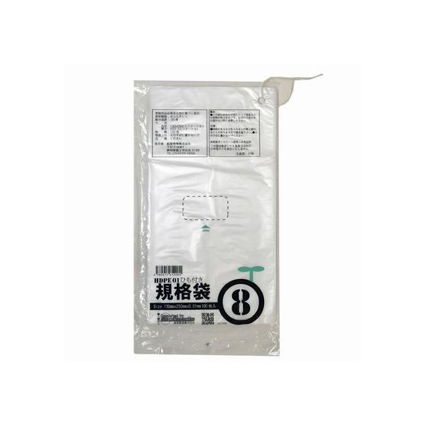 【仕様】●規格：８号●サイズ：縦２５０×横１３０ｍｍ●厚み：０．０１ｍｍ●材質：ポリエチレン●食品衛生法規格基準適合●注文単位：１袋（１００枚）