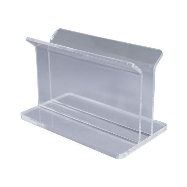 【仕様】先端が湾曲しているので、メニューファイルの出し入れがしやすい。　●カラー：透明●サイズ：幅１２０×奥行７０×高さ７５ｍｍ●収納幅：１５ｍｍ●材質：アクリル●生産国：中国