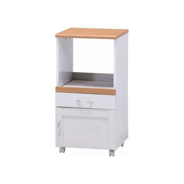 【仕様】●カラー：ホワイト×ナチュラル　●サイズ：Ｗ４５０×Ｄ４１０×Ｈ８９０ｍｍ／重量：１６ｋｇ　●耐荷重（全体）：２０ｋｇ　●耐荷重（天板）：１０ｋｇ　●耐荷重（トレー）：５ｋｇ　●キャスター高さ／厚み：５５ｍｍ／４２ｍｍ　●表面材（天...