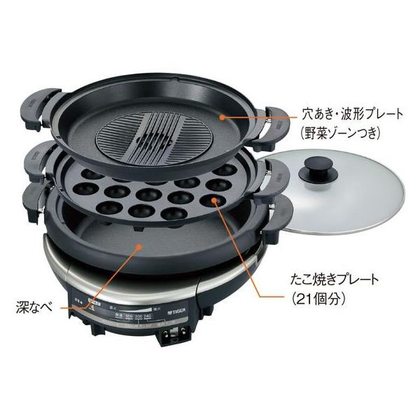 【商品説明】料理の幅が広がる３枚プレート・油がスムースに流れ落ちる「穴あき・波形プレート」・たっぷり５リットルサイズの「遠赤土鍋コーティング深なべ」・大人気の「たこ焼きプレート」　旨みをじっくり引き出す遠赤の効果と耐久性！遠赤土鍋コーティン...