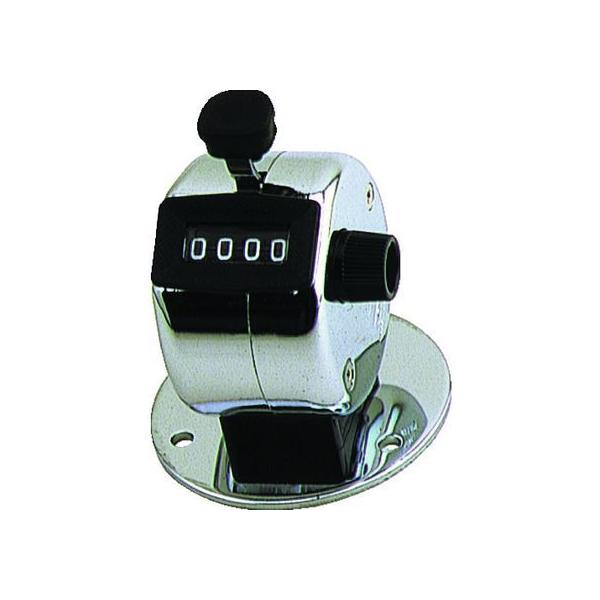 【仕様】●型番：H-102B　●計数範囲：9999　●縦（mm）：64　●横（mm）：53　●厚さ（mm）：53　●取付穴径：4mm×3ヵ所　●リセット方式：つまみ式　●H−102：手持ち型　●H−102B：台付き型　●スチール