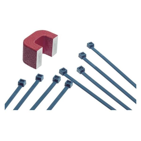 【商品説明】●金属粉を混ぜ込んだ材質で成形されており、金属センサーによって感知することができます。●青色で目立ちやすく、食品・飲料・薬品・化粧品工場など、異物混入が許されない環境において、最適なケーブルタイです。【仕様】●型番：DET.11...