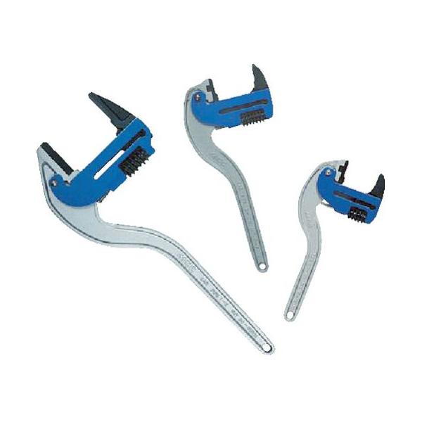 【商品説明】●水道用ポリエチレン管金属継手（ＪＷＷＡ　Ｂ　１１６）、水道配水用ポリエチレン管金属継手（ＰＴＣ　Ｂ　２１）、配管用炭素鋼鋼管（ＳＧＰ）の締め付けに。●ラチェット機構搭載です。●金属継手を傷つけにくい新設計の特殊な歯形状です。●...