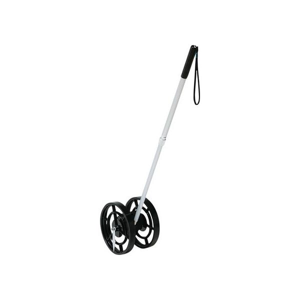 【商品説明】歩きながら距離の測定ができます。【仕様】●素材・材質：合成樹脂　●仕様：測定範囲０．１〜９９９９．９ｍ、目盛１０ｃｍ刻み　●サイズ：車輪径２０ｃｍ、柄伸縮式（全長５５〜８９ｃｍ）　●商品重量：１１００ｇ　●原産国：日本