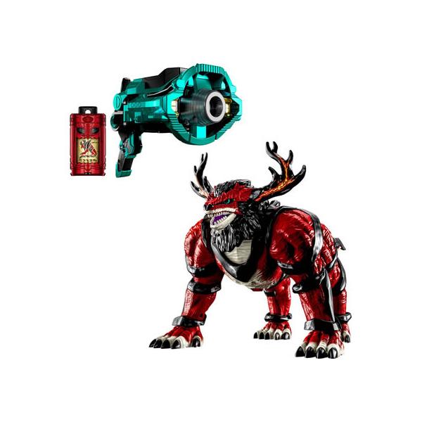 【商品説明】炎角（エンカク）の大型フィギュアは全長約３５０ｍｍ。　角獣の力が秘められたアイテム「エゴルギア」をオメガホーンにセットして声を発するとセンサーが反応、発光しながら角獣召喚サウンド遊びや、必殺技遊びが楽しめます。　またオメガホーン...