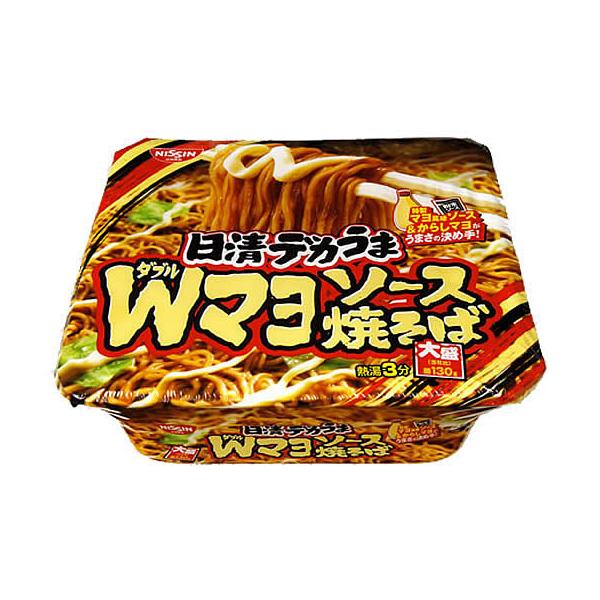 【仕様】マヨネーズが香り立つマイルドな味わいの特製マヨ風味ソースと、クセになるからしマヨがうまさの決め手のＷマヨソース焼そば。　麺はガーリックを練り込んだ大盛り麺１３０ｇで食べ応え抜群。　●注文単位：１個