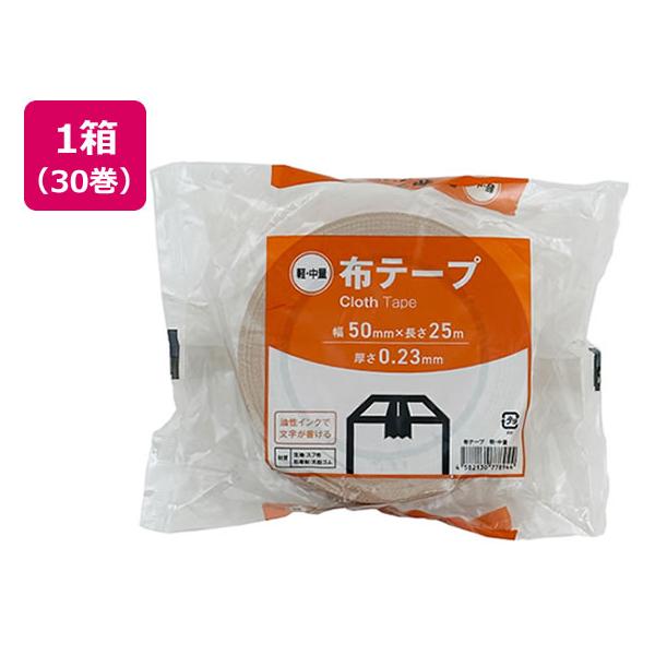 【商品説明】●フォーレスオリジナル製品　●油性インクで文字も書けます。【仕様】●軽・中量梱包用●サイズ：幅５０ｍｍ×長さ２５ｍ●厚さ：０．２３ｍｍ●材質：生地／スフ布●粘着材：天然ゴム系●白糊●生産国：ベトナム●注文単位：１箱（３０巻）　h...