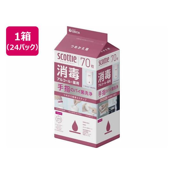 【商品説明】スリムでコンパクトな消毒アルコールのウェットティシューのつめかえ用。　指定医薬部外品。殺菌成分配合。　つめかえストレスフリーの簡単３ステップ。　食事前後や、介護時の手を洗う代わりに。　さっぱりとしたふきごこちの、ふんわり厚手のシ...