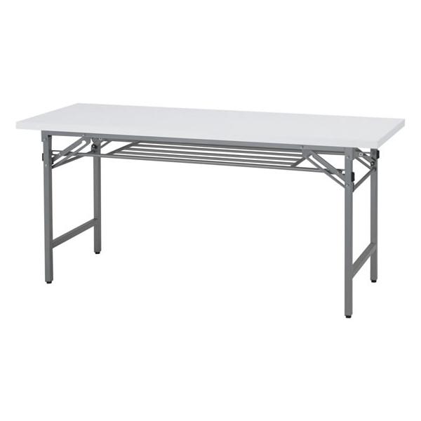 【商品説明】設置がカンタンで場所をとらずコンパクトに収納可能　幅１５００ｍｍのテーブルは隣同士で二人がゆったり座れる程度のサイズです。　会議室、受付、簡易的な作業台、ちょっとした休憩スペース等、配置を工夫することで、多目的に使えます。　キズ...