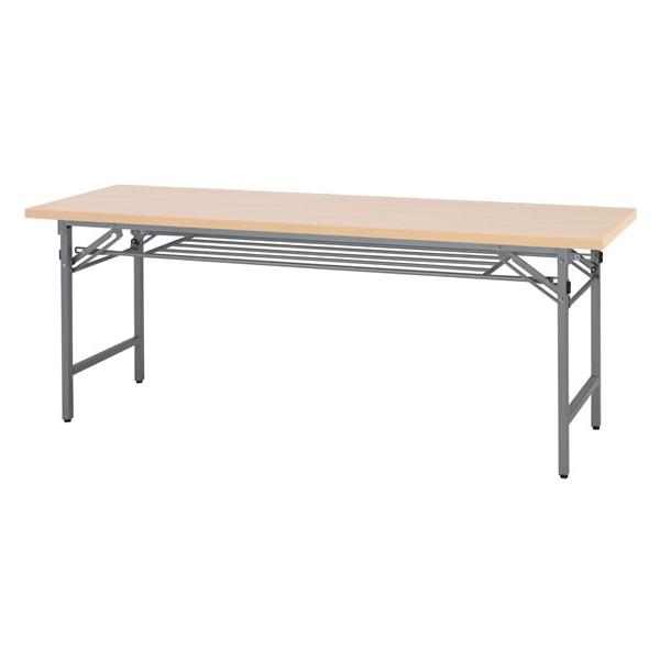 【商品説明】設置がカンタンで場所をとらずコンパクトに収納可能　幅１８００ｍｍのテーブルは隣同士で二人がゆったり座れる上、左右に資料等を広げても余裕の持てるサイズとなっております。　会議室、受付、簡易作業台等、多目的に使えます。　キズがつきに...