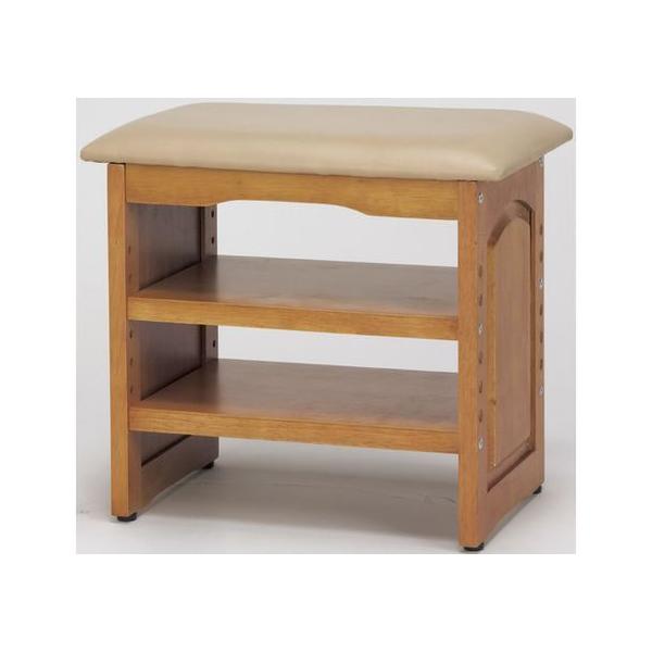 【商品説明】下部は棚２段で靴やスリッパの収納スペースに。　座面はソフトクッションで座り易くなりました。　可動棚２枚付き（３ｃｍピッチ７段階）。　それぞれが可動するので座面の下は収納スペースとして有効にに使っていただけます。　アジャスター付き...