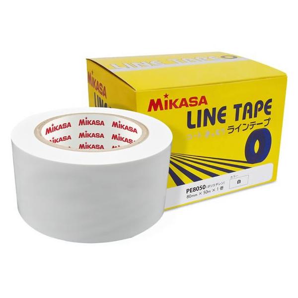 【商品説明】フットサルコート用の伸びないラインテープ。　直線用です。　コートの作成や修復の際にご使用ください。【仕様】●カラー：ホワイト　●素材：ポリエチレン　●サイズ：８０ｍｍ×５０ｍ　●原産国：韓国　●１箱同色１巻入り