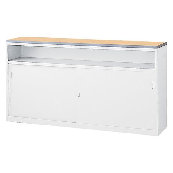 【商品説明】シンプルなデザインで安心の国産品です。【仕様】●外寸法：幅１８００×奥行４５４×高さ９５０ｍｍ●材質：天板／メラミン化粧版・ソフトエッジ巻、本体／スチール製●重量：６９ｋｇ●機能：アジャスター付、横連結式●カラー：天板／ペールア...