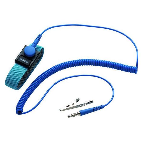 【仕様】●型番：EPS-05　●入数：10個　●コード有効長（m）：2．5　●コイル部長さ（cm）：25　●コード全長（cm）：72　●バナナプラグ、ワニ口クリップ付　●1MΩ抵抗内蔵グランドコード　●バンド長さ：約190mm　●接点部：S...