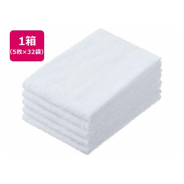 【商品説明】しっかり拭ける厚手タイプ。オフィス・店舗の水回り等に【仕様】●色：ホワイト●材質：綿１００％●個装入数：５枚●注文単位：１箱（５枚×３２袋）