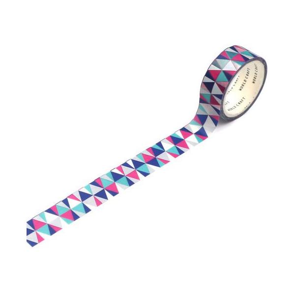 【商品説明】キラキラ輝く細かな箔とかわいいデザインが魅力の大人気シリーズ！　「キラキラマスキングテープ」です。　　三角を組み合わせ総柄にした色鮮やかなマスキングテープ。　手帳やレターなどにデコレーションすれば　デコレーションしたアイテムもぐ...