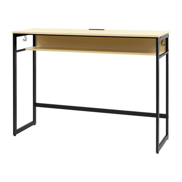 【仕様】●外寸：幅１５００×奥行４５０×高さ１０５０ｍｍ　●カラー：ブラック脚×ナチュラル天板　●材質：天板、幕板、棚板／低圧メラミン樹脂中質繊維板・ＰＶＣエッジ、フレーム、脚部／スチール（粉体塗装）、アジャスター／ＰＰ、フック／スチール（...