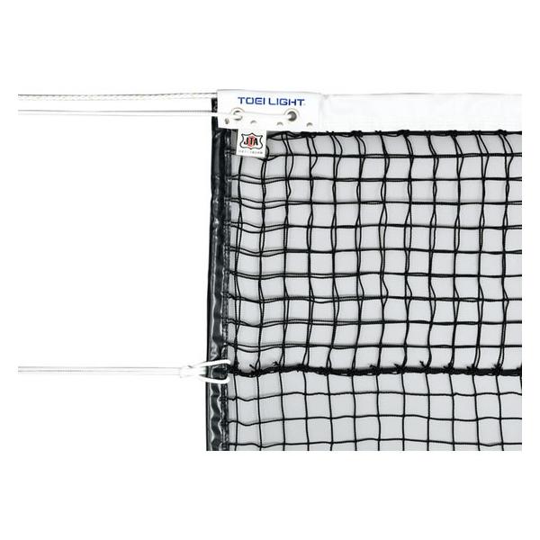 【商品説明】上部シングルネット（サイドポール無し）。日本テニス協会推薦品（幅１０７ｃｍ×長さ１２．７ｍ）【仕様】●素材・材質：白帯／ポリエステル　●仕様：４４０Ｔ／４４本、ポリエチレン無結節・網目３．５ｃｍ、テニスネットを安全にお使いいただ...