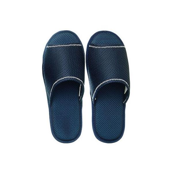 【商品説明】●フィット感があって履きやすい。●まいにちをやさしく包み込むはきごこちのスリッパです。【仕様】●サイズ：Ｍ●カラー：ネイビー●内寸法：約２３．０ー２５．０ｃｍ●ヒール部厚さ：１．５ｃｍ●底寸法：２７．０ｃｍ●材質：ポリエステル