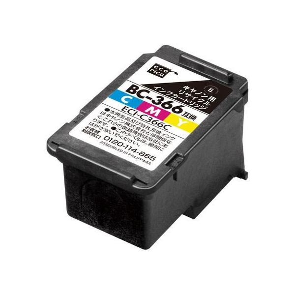 【商品説明】キヤノン　ＢＣ−３６６対応リサイクルインクカートリッジ　３色カラー【仕様】●純正型番：ＢＣ−３６６　●対応機種：ＰＩＸＵＳ　ＴＳ３５３０　●色：シアン／マゼンタ／イエロー　●インク種類：染料●耐力インク　●インク残量表示　●グリ...