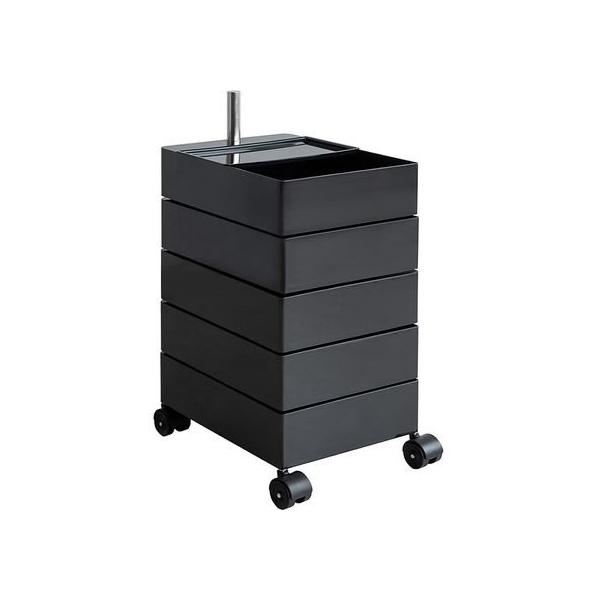 【商品説明】４輪キャスターでラクラク移動できます。　棚はそれぞれ３６０度回転式で取り出しやすく、リビングや寝室、デスクなど色々なシーンでマルチにお使いいただけます。　ベビー用品の収納にもオススメ。【仕様】●カラー：ブラック　●商品サイズ：Ｗ...