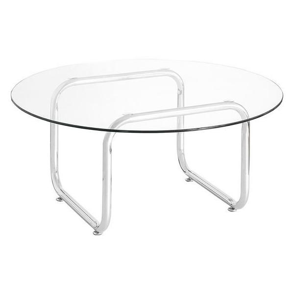 【商品説明】美しい透明なガラストップとシルバーフレームが特徴のラウンドガラステーブル『Ｔｒａｒｅｓ（トラレス）』。　丈夫な強化ガラスの天板は広々とした幅８０ｃｍで作業やカフェタイムも快適。　透き通るデザインはお部屋に圧迫感を与えず、韓国ライ...
