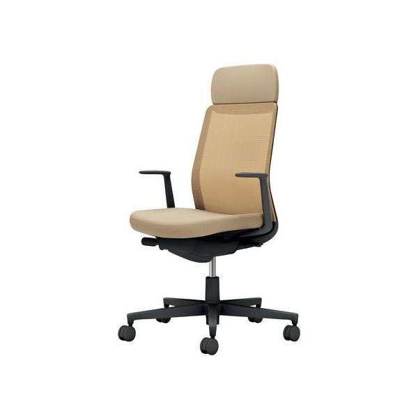 【商品説明】多様化するワークスタイルや空間に合わせて、カラーとマテリアルの組み合わせを自由にアレンジ。【仕様】●色：本体／ブラック、背／ソフトベージュ、座／ソフトベージュ●背メッシュタイプ●ランバーサポート：なし●外寸法：幅710×奥行(脚...