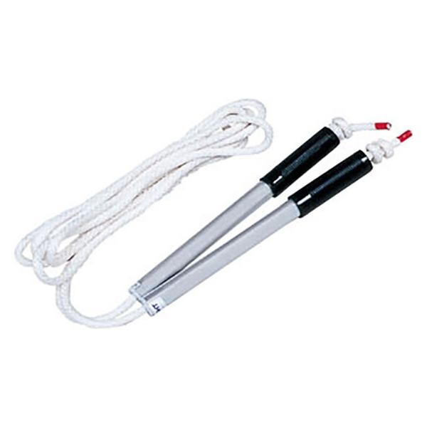 【商品説明】団体用ナワトビ。軽量でまわしやすいアルミパイプの長なわ。低学年でも回しやすいショートグリップ。ＳＧ基準認証品【仕様】●素材・材質：ロープ／ポリエチレン９ｍｍ金剛打、グリップ／アルミ、キャップ／ポリプロピレン　●仕様：ＳＧ基準認証...