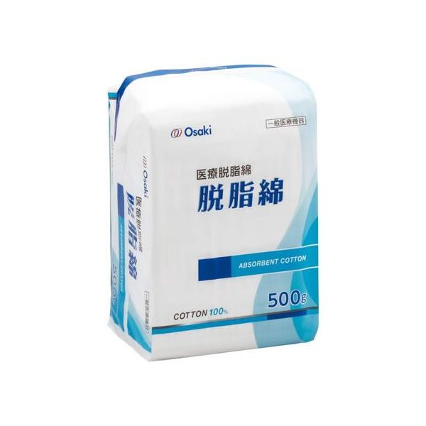 【商品説明】●綿１００％の医療現場でも使用されている脱脂綿です。【仕様】●内容量：５００ｇ　【一般医療機器】　【届出番号】２３Ｂ２Ｘ１０００１００００２９　[生産国：中国　商品区分：一般医療機器　メーカー：オオサキメディカル株式会社　広告文...