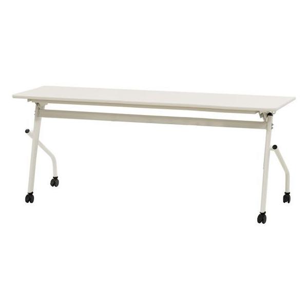 【仕様】●外寸：幅１８００×奥行６００×高さ７００ｍｍ　●カラー：ホワイト脚×ホワイト天板　●材質：天板／メラミン樹脂化粧板、エッジ／ＰＶＣ貼り、脚／スチール（粉体塗装）、キャスター／ナイロン　●機能：平行スタッキング（スタックピッチ７０ｍ...