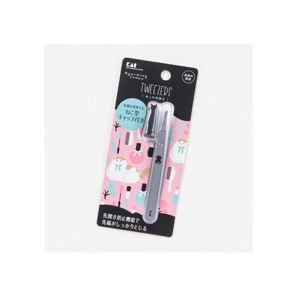 【商品説明】●ねこをモチーフにした毛抜きです。●先開き防止機能で先端がしっかりとじる。●先端を保護するネコ型キャップ付き。【仕様】●サイズ：９６×９×１０ｍｍ　●重量：１２ｇ　●材質：　本体／ステンレススチール　キャップ／シリコーン