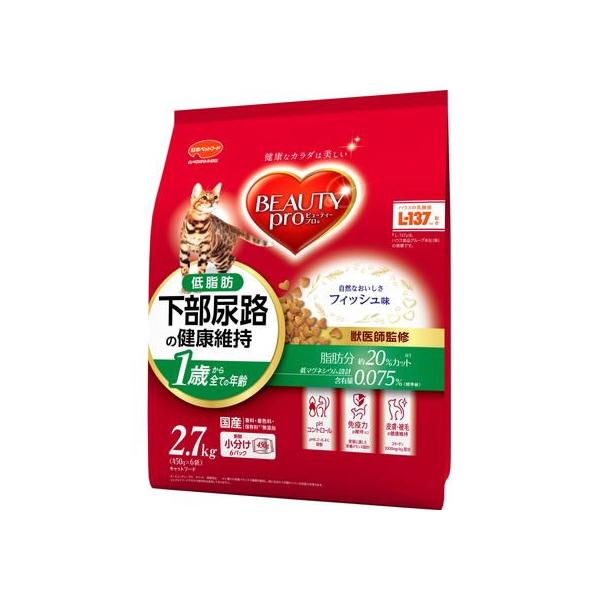 【商品説明】マグネシウム０．０７５％に調整。脂肪分を低脂肪設計にしたフィッシュ味。避妊・去勢後にもおすすめ。【仕様】●総合栄養食　●子分けパック　●原産国：日本　●注文単位：１パック（４５０ｇ×６袋）