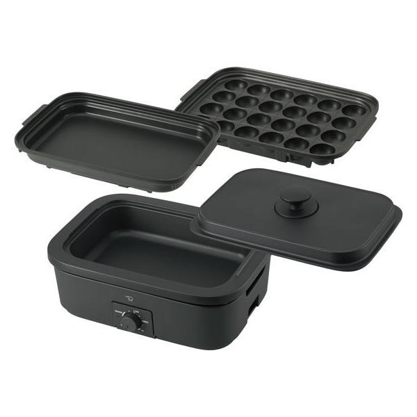 【商品説明】深なべ、平面プレート、たこ焼きプレート３枚がついてシーンを問わず大活躍。深なべはお鍋や煮込み料理が楽しめる深さ５．５ｃｍ。平面プレートは焼き物や簡単な煮込み料理が楽しめる。たこ焼きプレートはたこ焼きやスイーツが楽しめる区切り線つ...