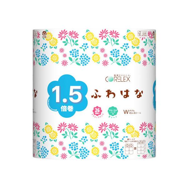 【商品説明】再生紙１００％リサイクルトイレットペーパー。　回収された牛乳パックをリサイクルパルプとして使用。　全部で２６種類のフラワープリント。トイレットペーパーは１ロールごとに異なる花柄が楽しめます。　使用時に肌に触れることを考慮して、２...