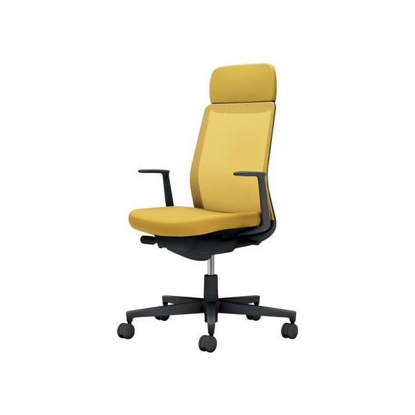 【商品説明】多様化するワークスタイルや空間に合わせて、カラーとマテリアルの組み合わせを自由にアレンジ。【仕様】●色：本体／ブラック、背／オリーブイエロー、座／オリーブイエロー●背メッシュタイプ●ランバーサポート：なし●外寸法：幅710×奥行...