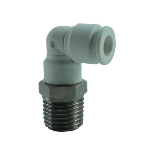 【仕様】●型番：FS6-02MLW　●接続口径：R1／4　●適合チューブ外径D（mm）：6　●六角対辺（mm）：14　●使用圧力：1MPa（空気）、0．3MPa（水）　●使用流体：空気、水　●流体温度：−5〜60℃（空気）、5〜40℃（水）...