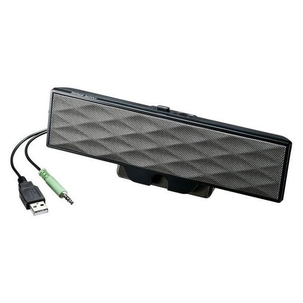 【商品説明】ノートパソコンやタブレットの画面上部に固定でき、USBケーブルで電源供給できるUSB電源方式のサウンドバースピーカーです。様ーな厚みのノートパソコンに装着できるクリップ付き、最大25mm幅まで装着可能です。電源をUSBポートから...