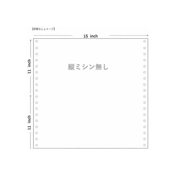 【商品説明】国産用紙を使用した連続応用用紙です。（国内製造品）【仕様】●サイズ：１５×１１インチ　●ミシン目：縦ミシン無し　●入数：２０００枚（１箱）　●坪量：６４ｇ／ｍ２　●紙厚：約８５μ　●白色度：約８３％程度　●形式：連続伝票−１Ｐ