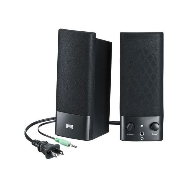 【商品説明】アンプ内蔵でヘッドホンステレオの出力端子やパソコンの音声端子につなぐだけで音楽を楽しめます。実用最大出力5W(2.5W+2.5W)で小型ながらパワフルなサウンドを楽しめます。深夜や周りに気を使う環境にも便利なヘッドホン端子を内蔵...