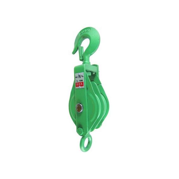 【商品説明】●側板が開くのでロープの途中からでも装着が可能です。【仕様】●型番：75X2S　●基本使用荷重（t）：0．5　●車径（mm）：75　●最大使用ロープ径（mm）：10　●車数：2　●寸法（mm）A：300　●寸法（mm）B：87　...