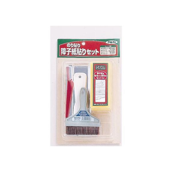【商品説明】●古い障子紙をはがす道具と障子紙を貼る道具が一緒になった便利なセットです。【用途】●のり貼り障子紙貼りに。【仕様】●重量：２１３ｇ●セット内容：のり用トレイ（１３０ｍｍ×１９０ｍｍ）、のりバケ（９０ｍｍ）、障子紙用カット定規（２...