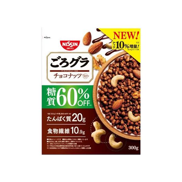 【商品説明】●気になる糖質を６０％オフ！高たんぱく・食物繊維・鉄・カルシウムもたっぷり。ヘーゼルナッツを使用したチョコ風味のシリアルに、３種のナッツを贅沢に。おいしくて超ヘルシーな、高機能・高品質のグラノーラ。【仕様】●内容量：３００ｇ